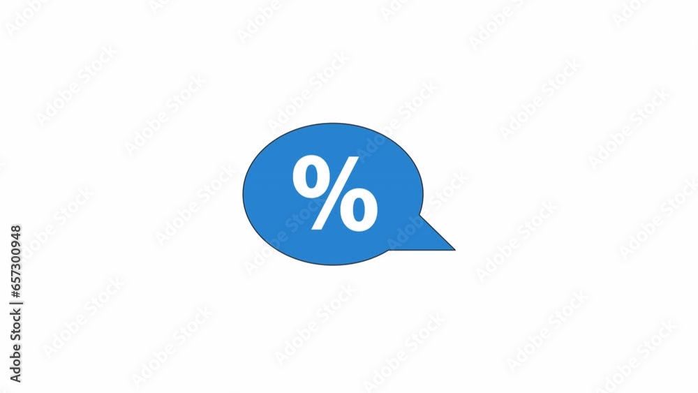 Dialog bubble percentage line 2D offer sticker animation. Sign ...