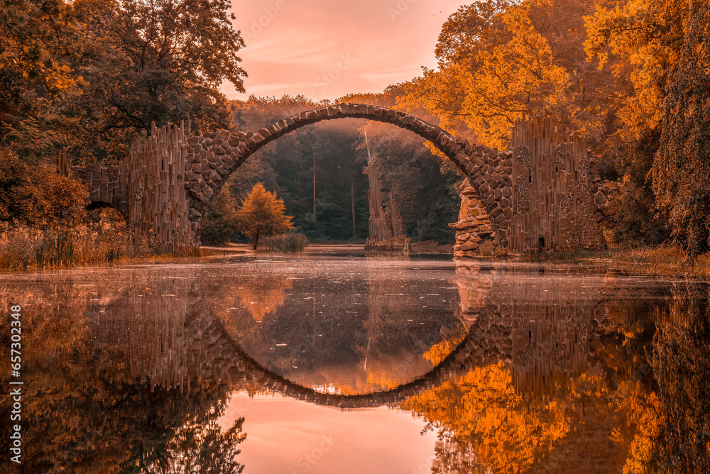 Rakotz Bridge (Rakotzbrucke, Devil's Bridge) in Kromlau, Saxony ...
