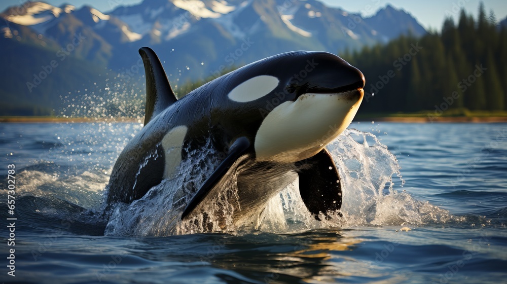 Killer whale, marine mammal washed ashore. A large representative of ...