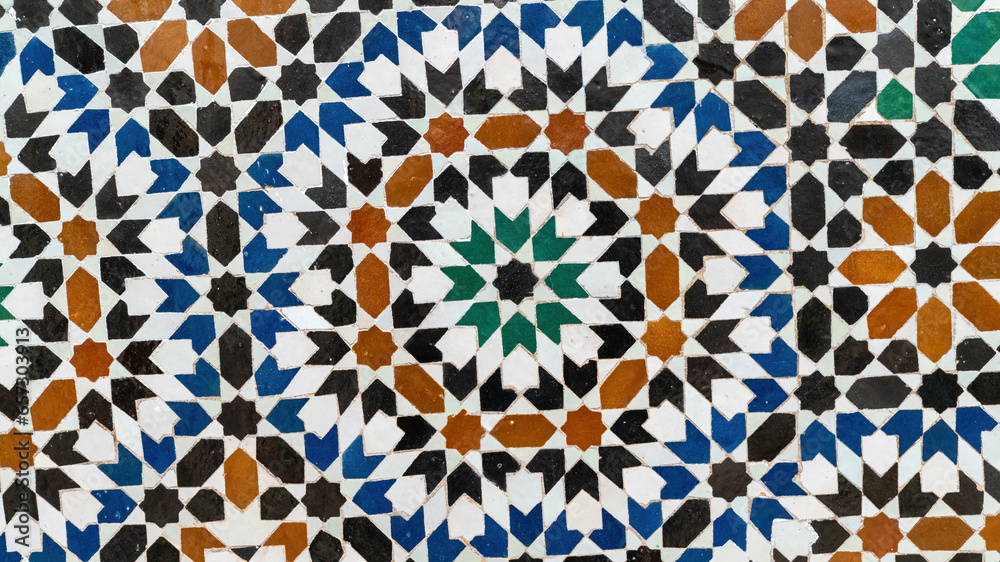 Traditional Morocco tiles with Islamic design, handcrafted colorful ...