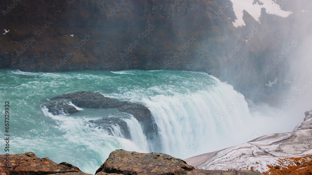 Gullfoss waterfall in nordic wilderness, spectacular icelandic ...