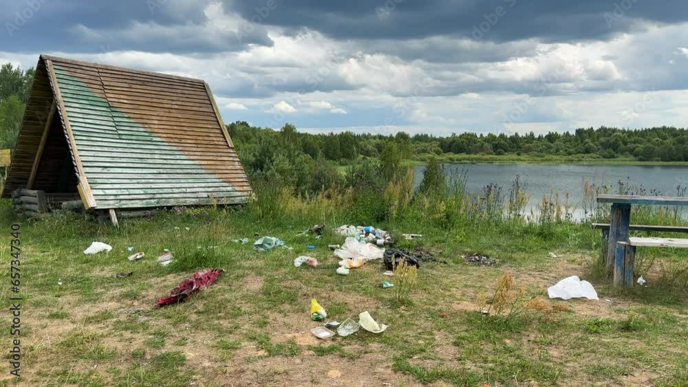 Garbage dump in Illegal location. People throw garbage near lake in ...