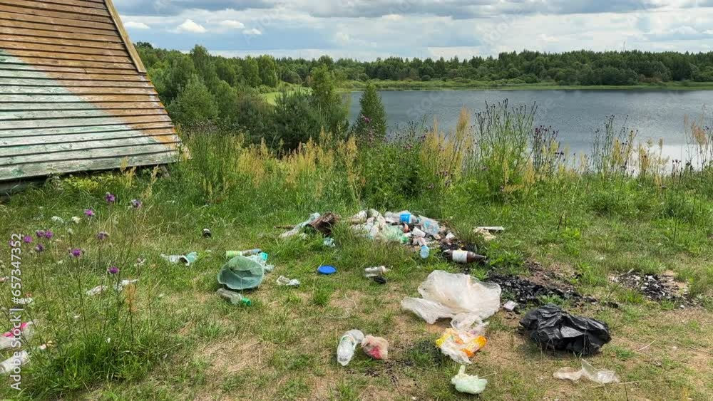Garbage dump in Illegal location. People throw garbage near lake in ...