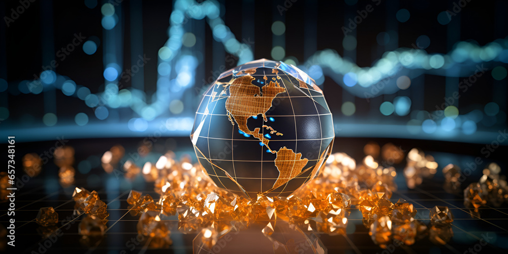 Sorting big data a globe map of the world futuristic technology ...