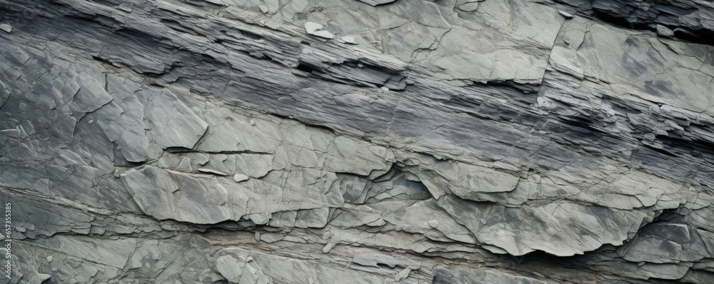 Closeup of volcanic tuff with an ashy texture and a greenish hue. Its ...
