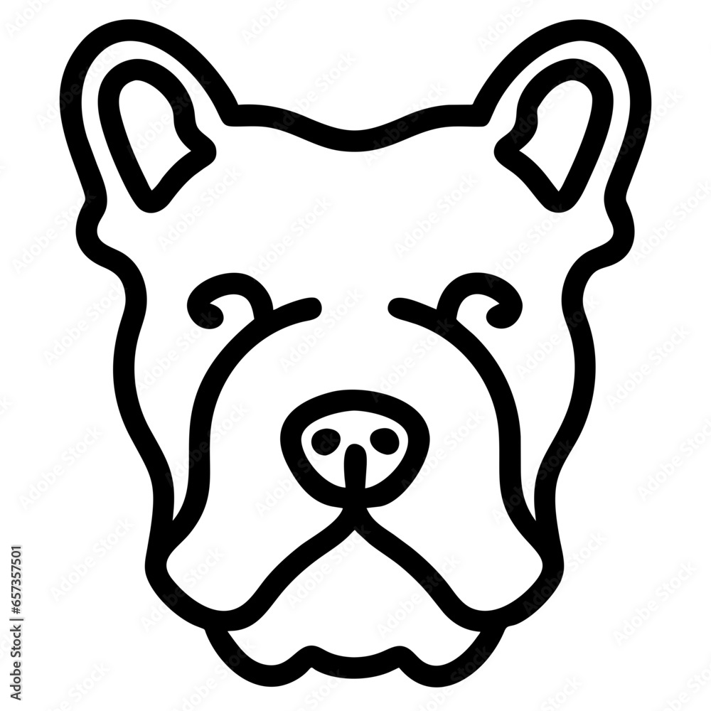 American Bully Icon. Animal Head Silhouette Icon American Bully. Flat ...