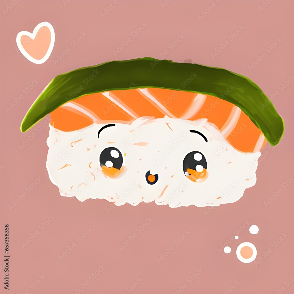 cute kawaii sushi illustration, sushi art, sushi, cute kawaii ...
