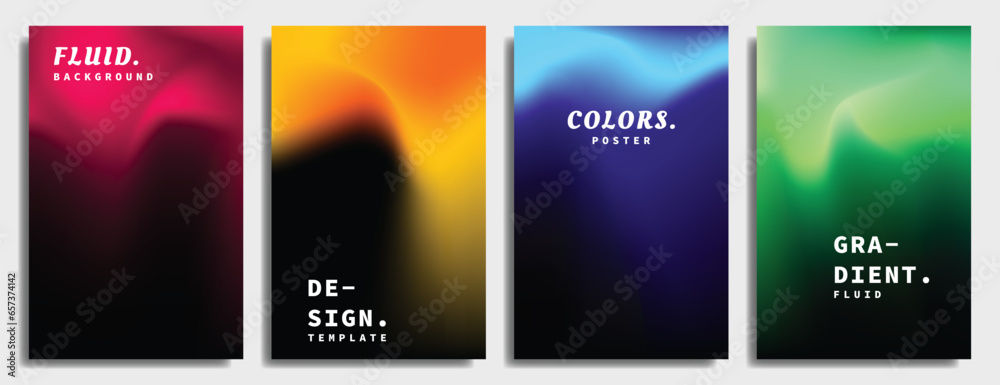 Colorful Fluid Gradient Mesh Background Template Copy Space Set Liquid And Dynamic Color