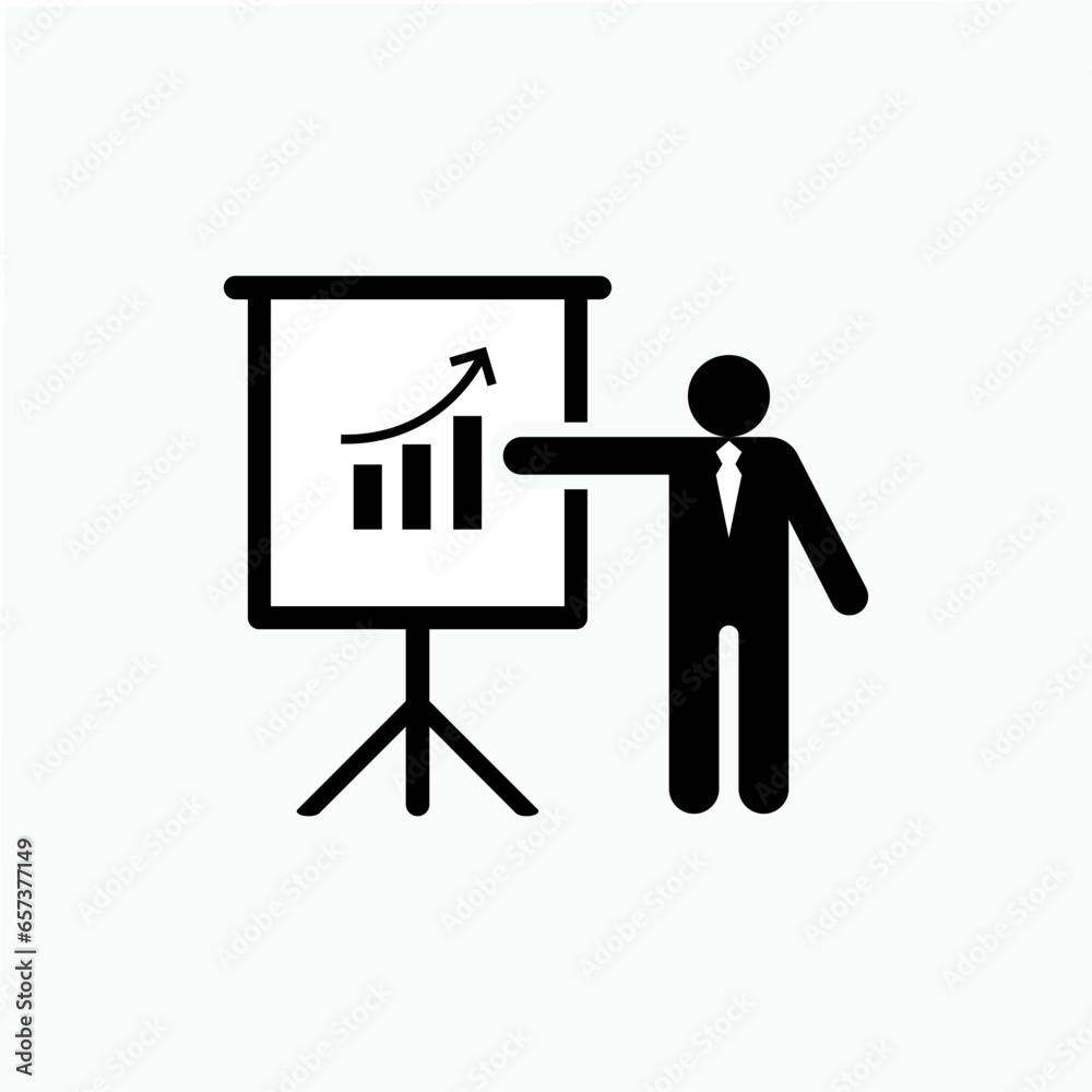 Presentation Icon. Presenting, Explain A Bar Diagram. Presenter Symbol ...