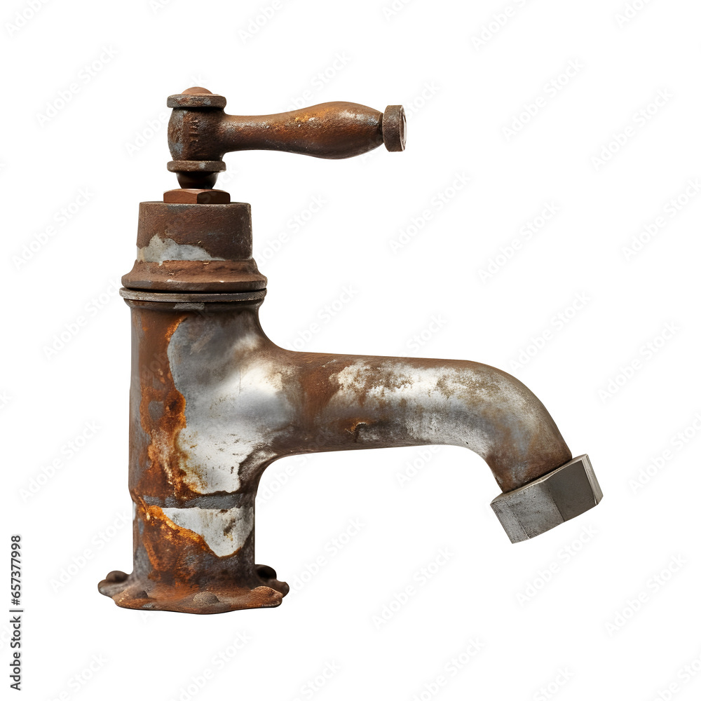 Old metal Rusty Faucet or Water Tap isolated on transparent background ...