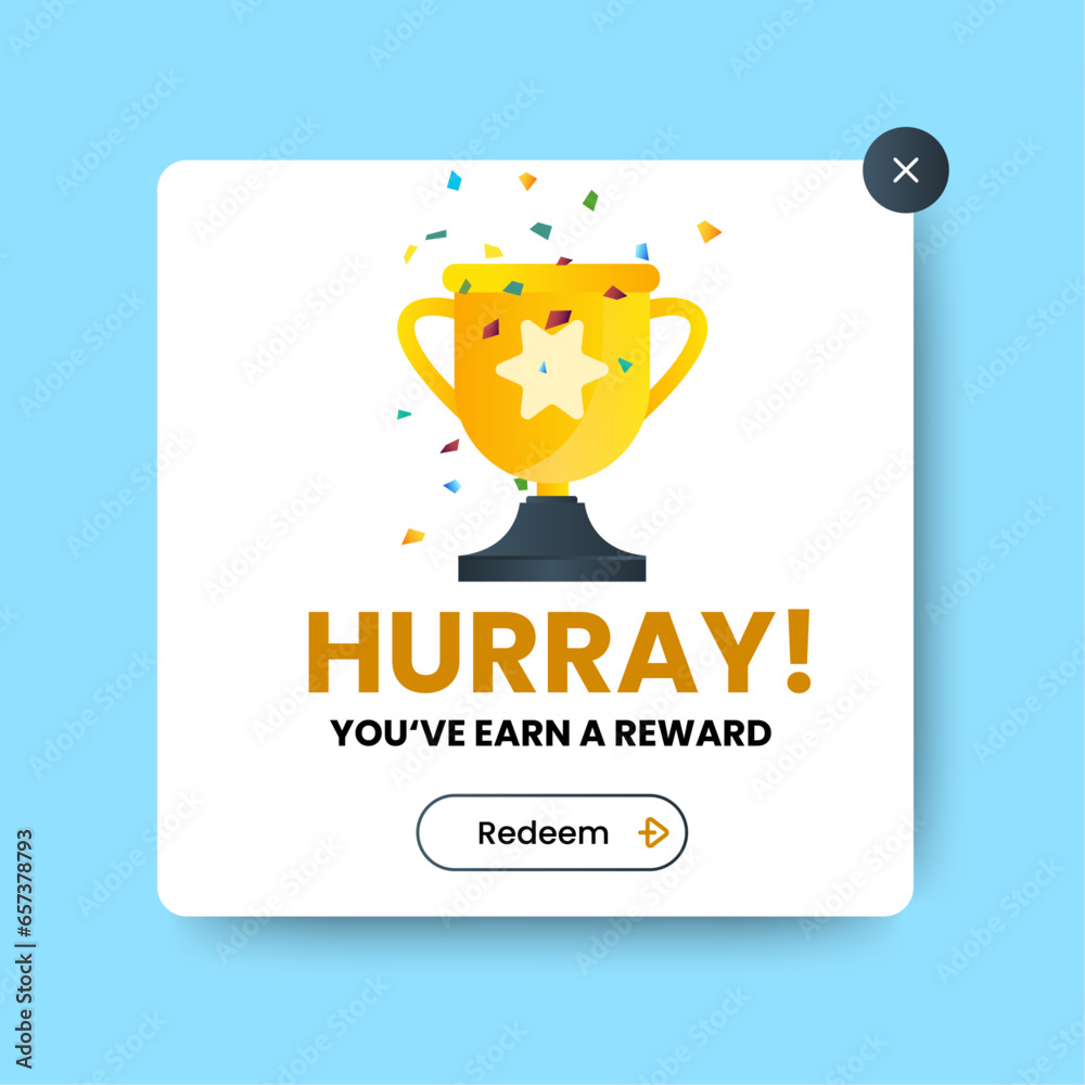 Vecteur Stock Congratulation reward pop up icon banner design, themes ...