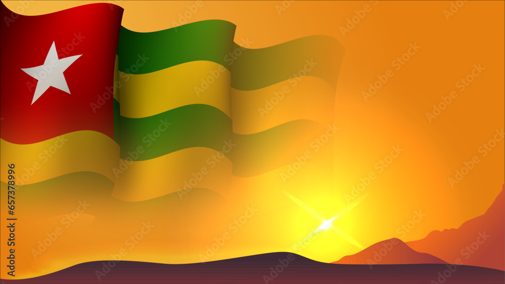 togo waving flag background design on sunset view vector illustration ...