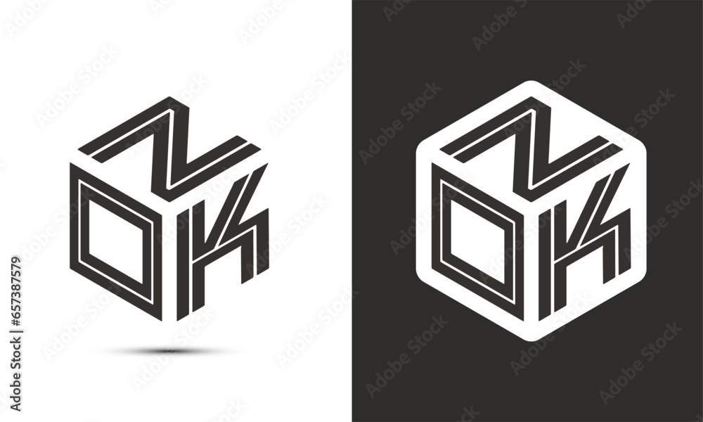 NOK letter logo design with illustrator cube logo, vector logo modern ...