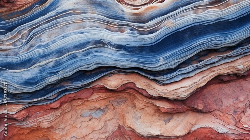 Generative AI : Multicolour rock surface details in blue and red colors ...