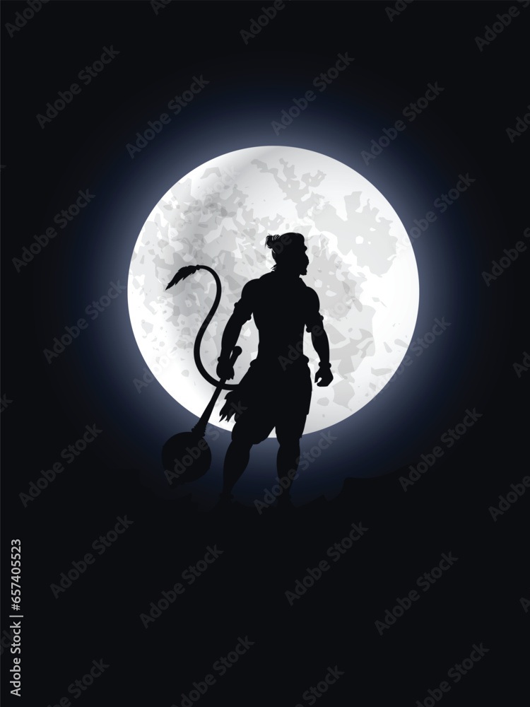 Lord Hanuman Graphic trendy design in full moon, Stock Vector | Adobe Stock