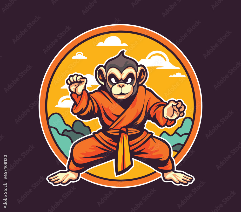 The Enlightened Shaolin Sage: Vector Graphics Mascot Character ...