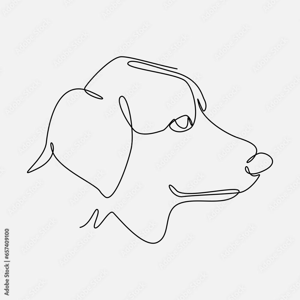 continuous line drawing of dog face. side view. editable stroke. vector ...