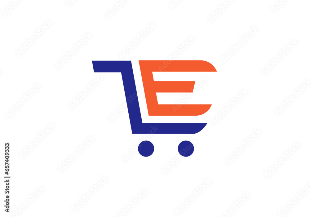 Letter E shopping cart Logo Template. Letter E Cart Logo. Icon Shopping ...