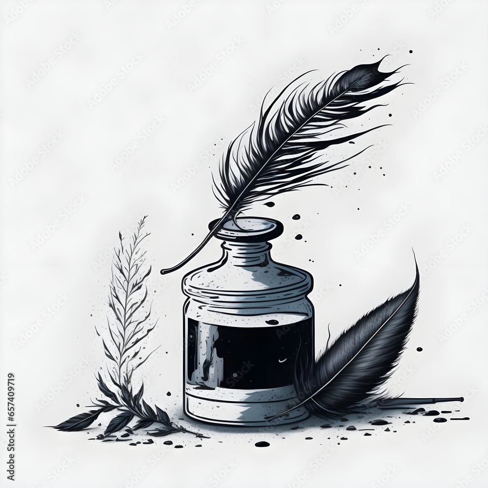 feather and ink illustration, Keywords (25) feather, pen, ink, quill ...