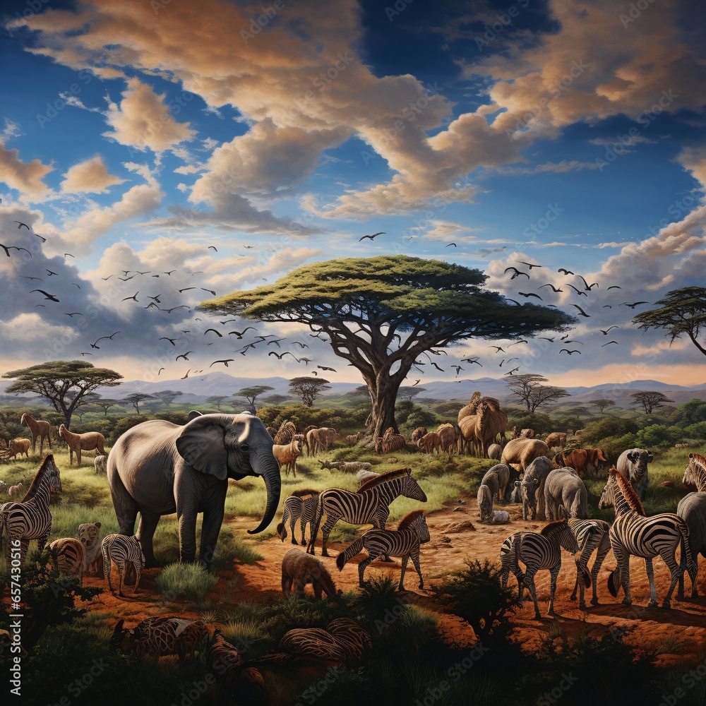 An Assembly of Wilderness Compositing a Diverse Array of African Safari ...