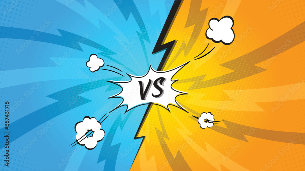Blue and orange comic book versus template background. Comic versus ...