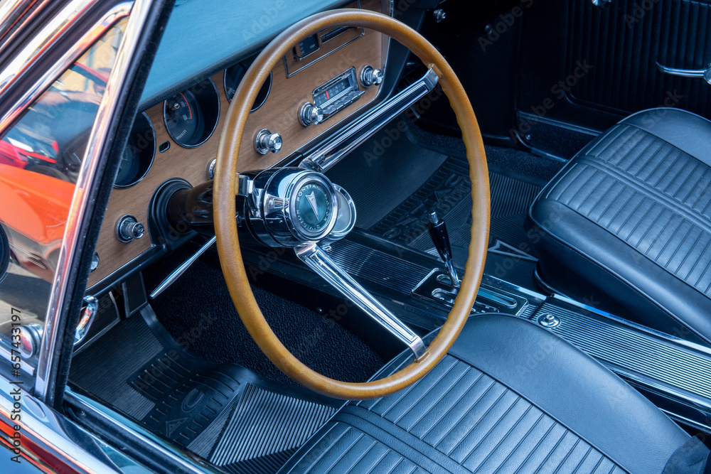 Snohomish, WA, USA - 25 September 2022. Interior of 1966 Pontiac GTO ...