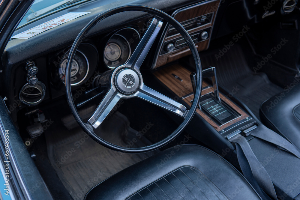 Snohomish, WA, USA - 25 September 2022. Interior of Chevrolet Camaro ...