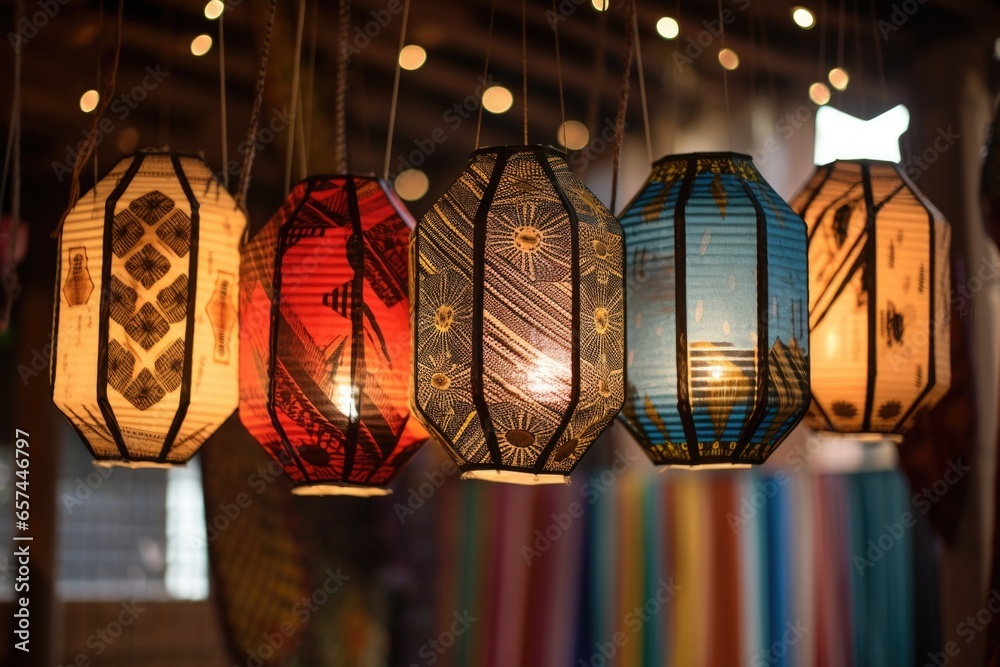 handmade paper lanterns with traditional african patterns Stock Photo ...