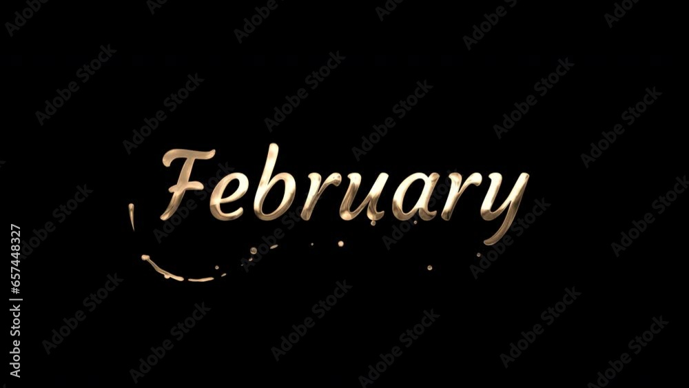 February text animation on transparent background, Handwritten animated ...