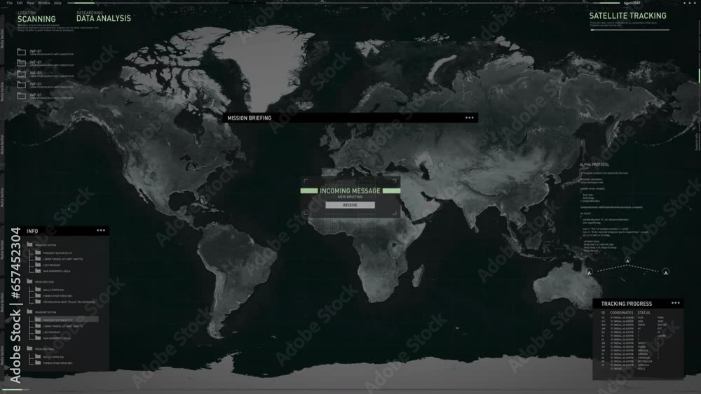 World Map Scanning Network User Interface Connects To Space Satellite ...