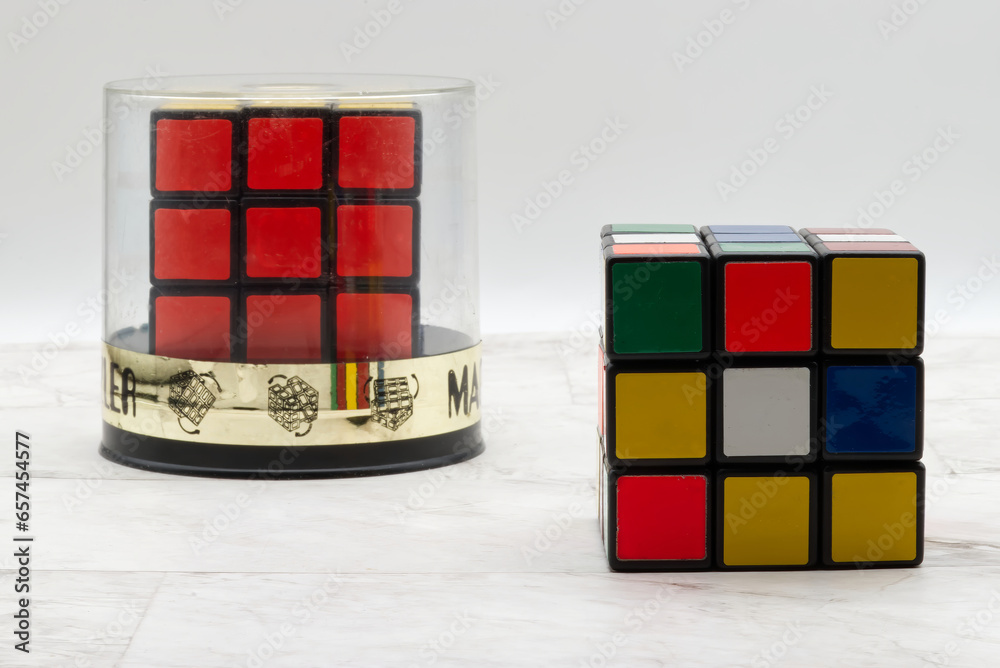 Bologna - Italy - October 4, 2023: Rubik's cube isolated on white ...