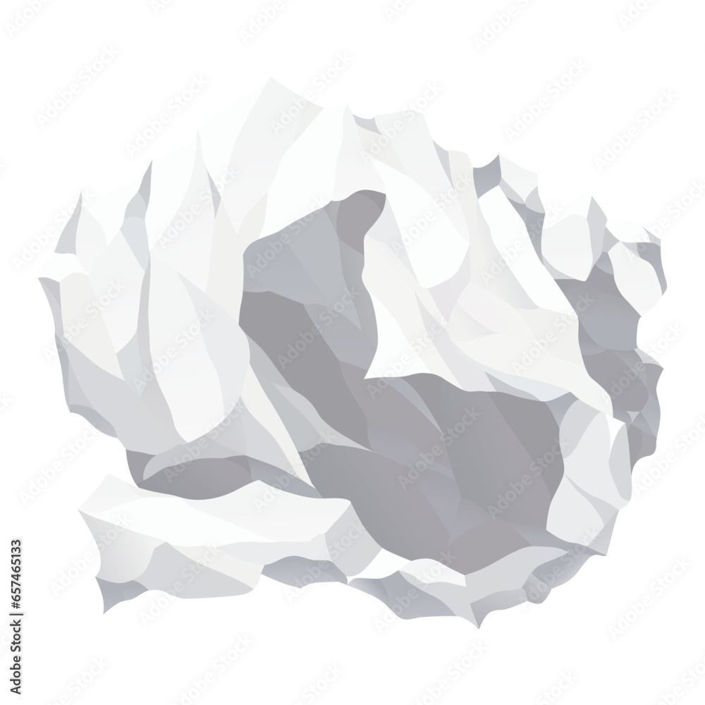 Crumpled paper ball icon. Realistic garbage, bad idea symbol, crushed ...