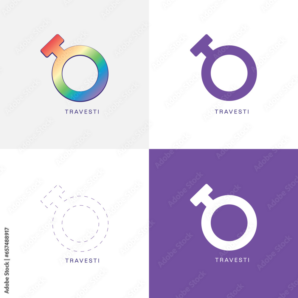 Gender symbols signs vector illustration outline icons in full vector ...