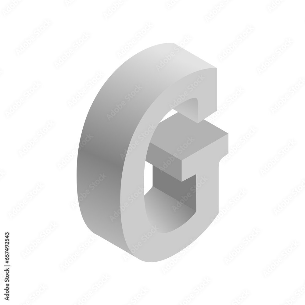 3D grey isometric letter g, PNG with transparent background Stock ...