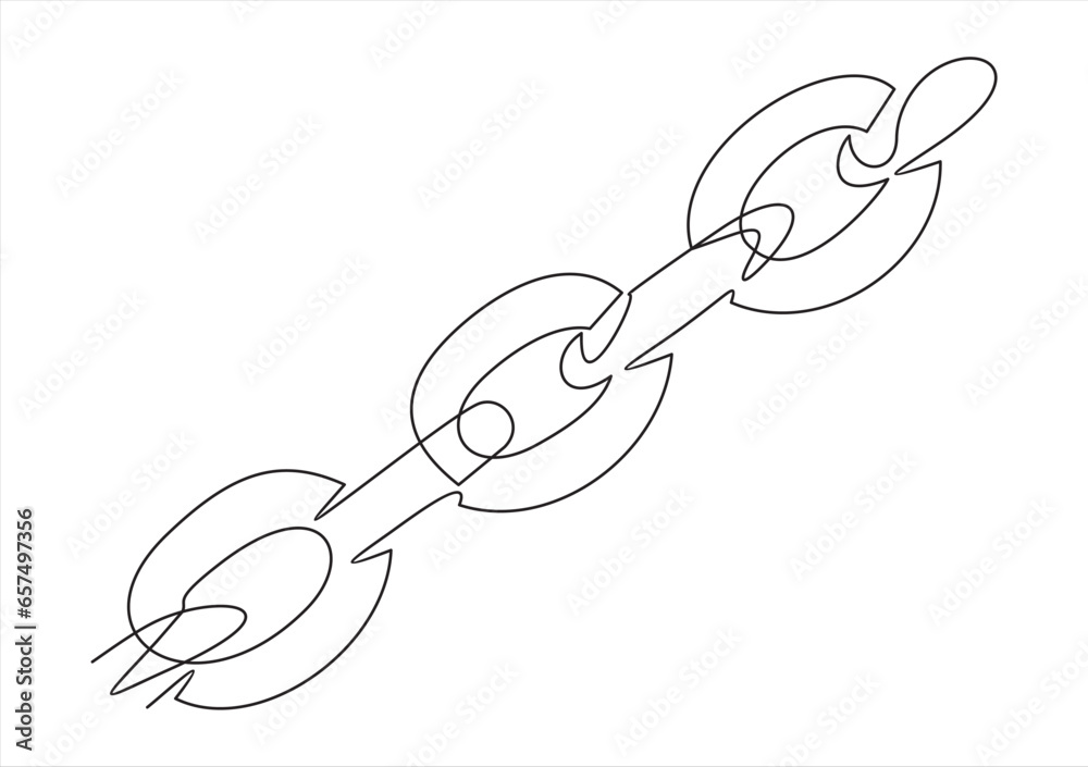 Linear background of chain. One continuous line drawing of a chain ...