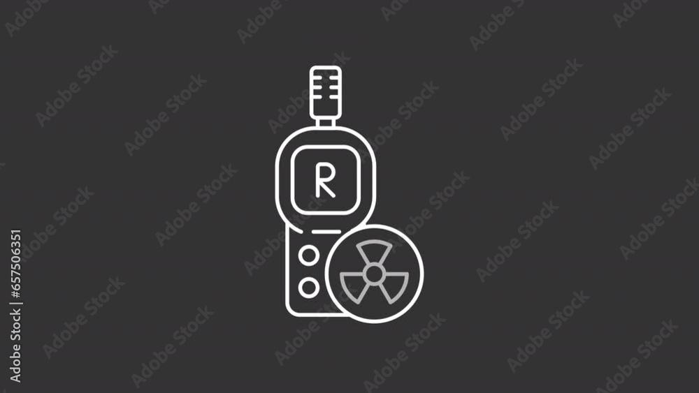 White simple thin line animation of radiation dosimeter, HD video with ...