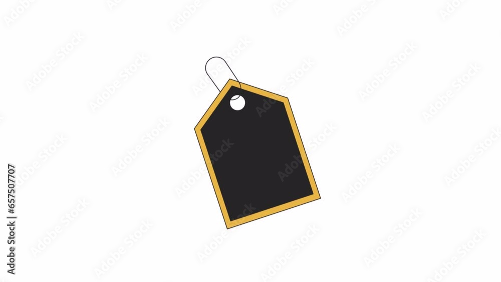 Empty price tag line 2D object animation. Blank label for black friday ...