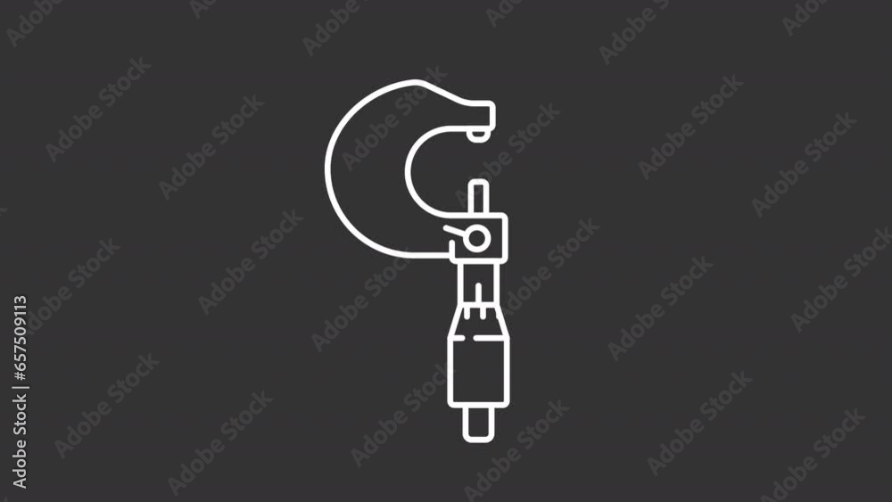 White simple thin line animation of micrometer, HD video with ...