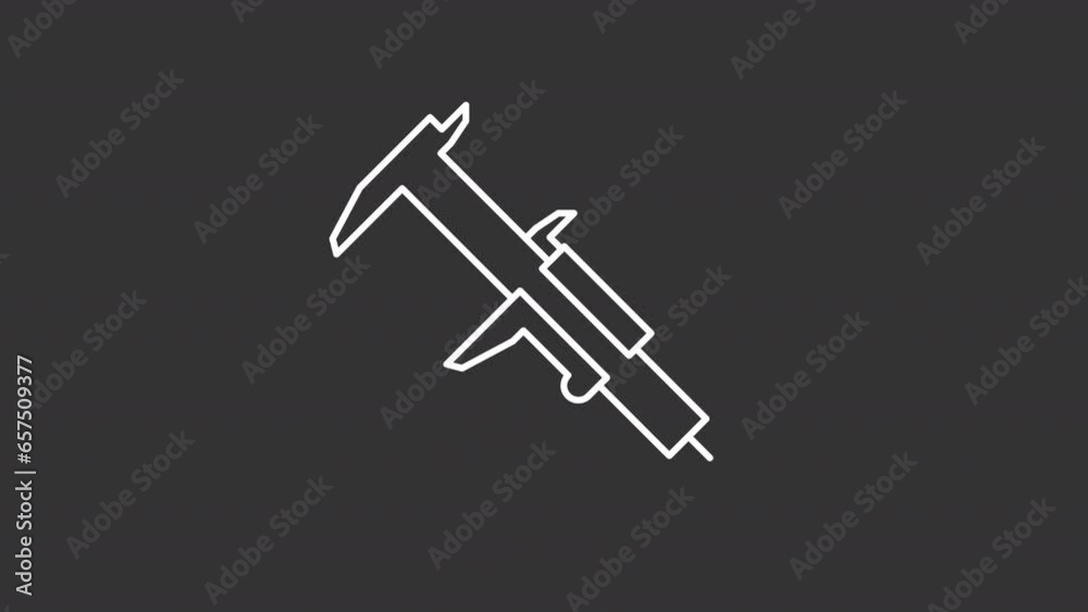 White simple thin line animation of vernier caliper, HD video with ...