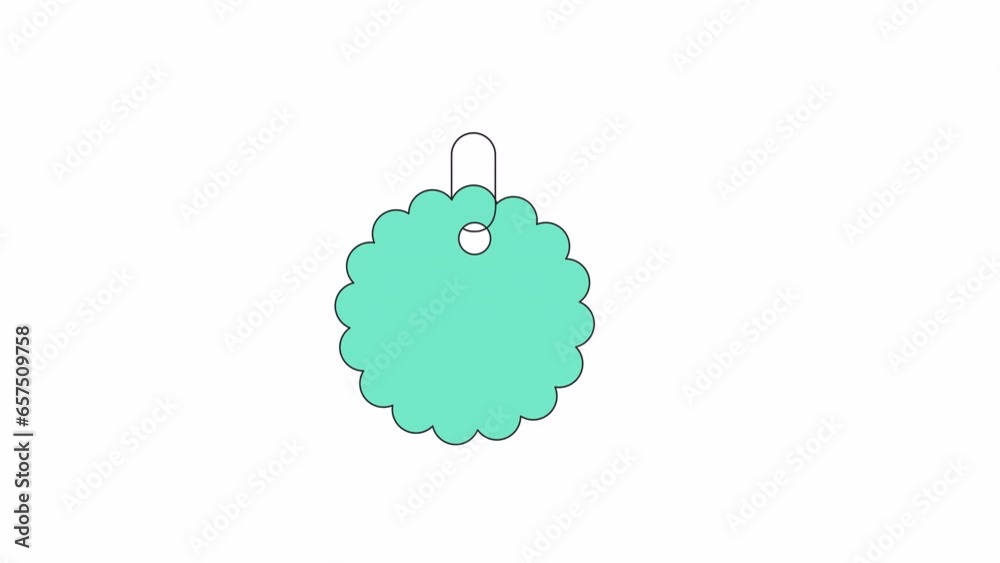 Round wavy edge badge mockup line 2D object animation. Sunburst circle ...