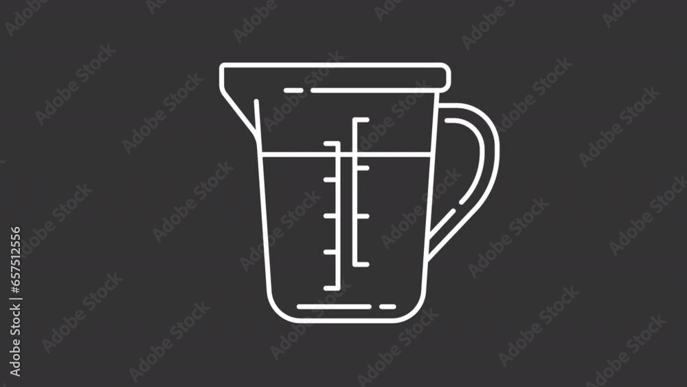 White simple thin line animation of measuring jug, HD video with ...