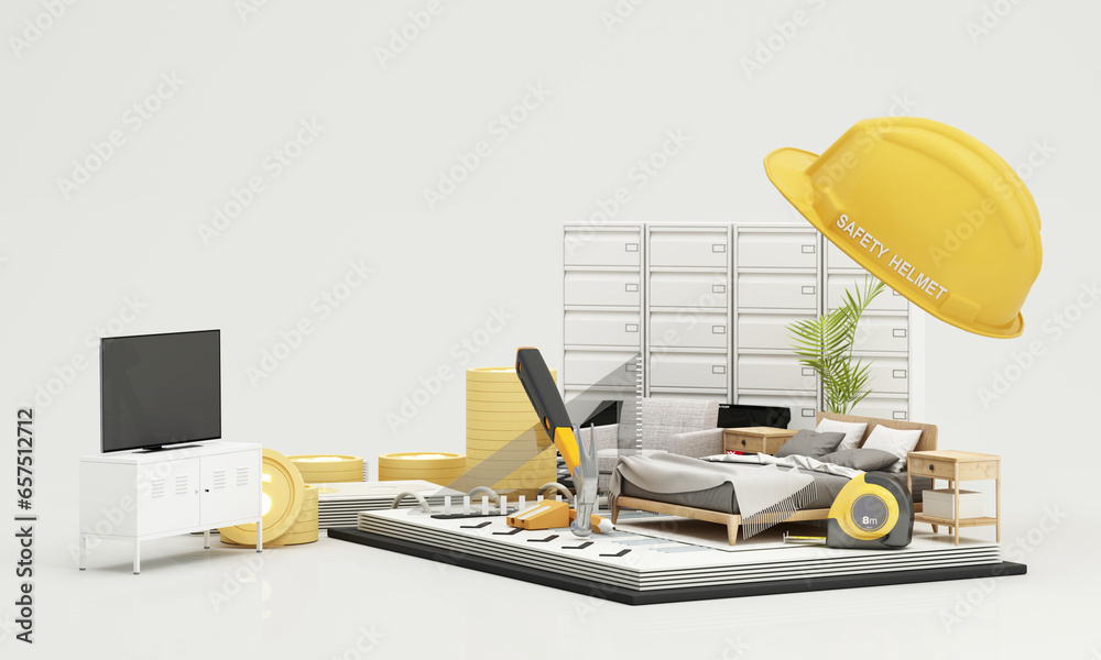 interior design concept of the contractor and construction cost ...