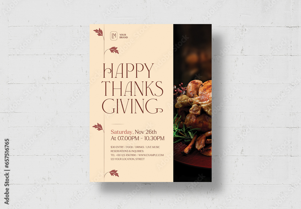 Thanksgiving Flyer Layout Stock Template | Adobe Stock
