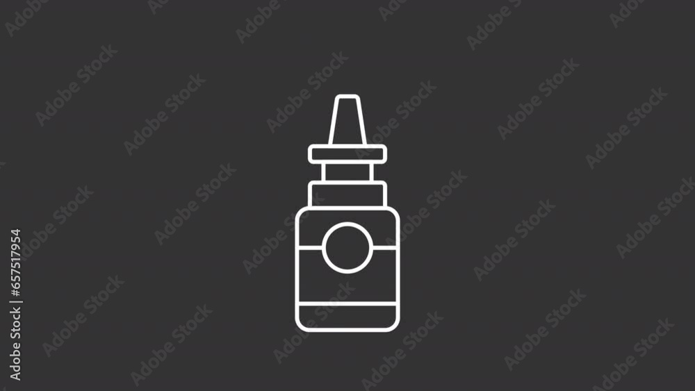 2D white simple thin line animation of nasal spray, HD video with ...