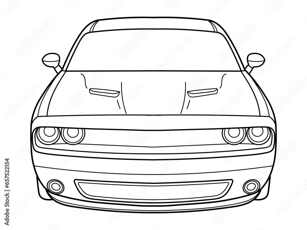 Ivano-Frankivsk, Ukraine - 2 October 2023: Outline drawing of a Dodge ...