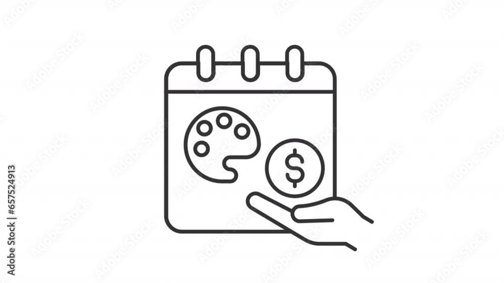 2D black simple thin line animation of paid leave, HD video with ...