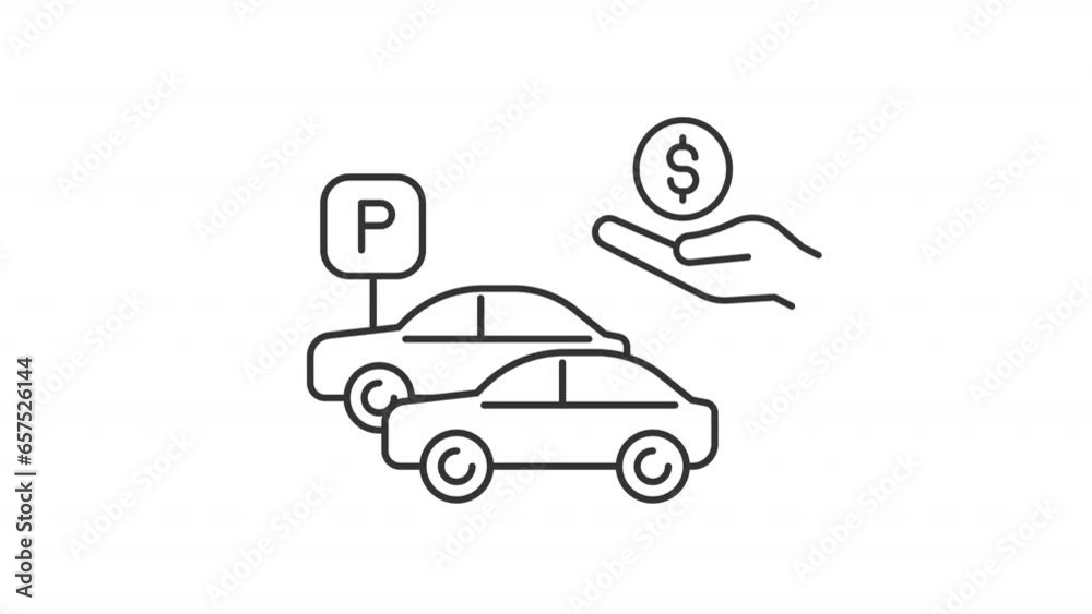 2D black simple thin line animation of free parking area, HD video with ...