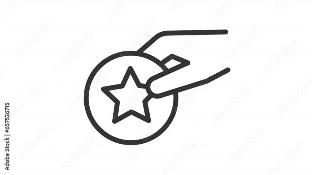 2D black simple thin line animation of hand holding reward, HD video ...