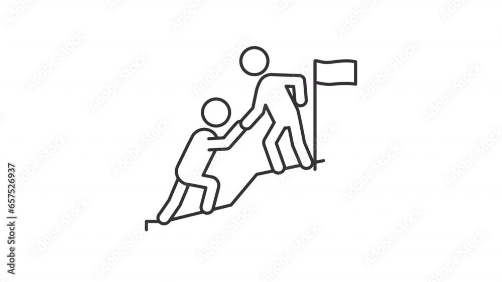 2D black simple thin line animation of employee support, HD video with ...