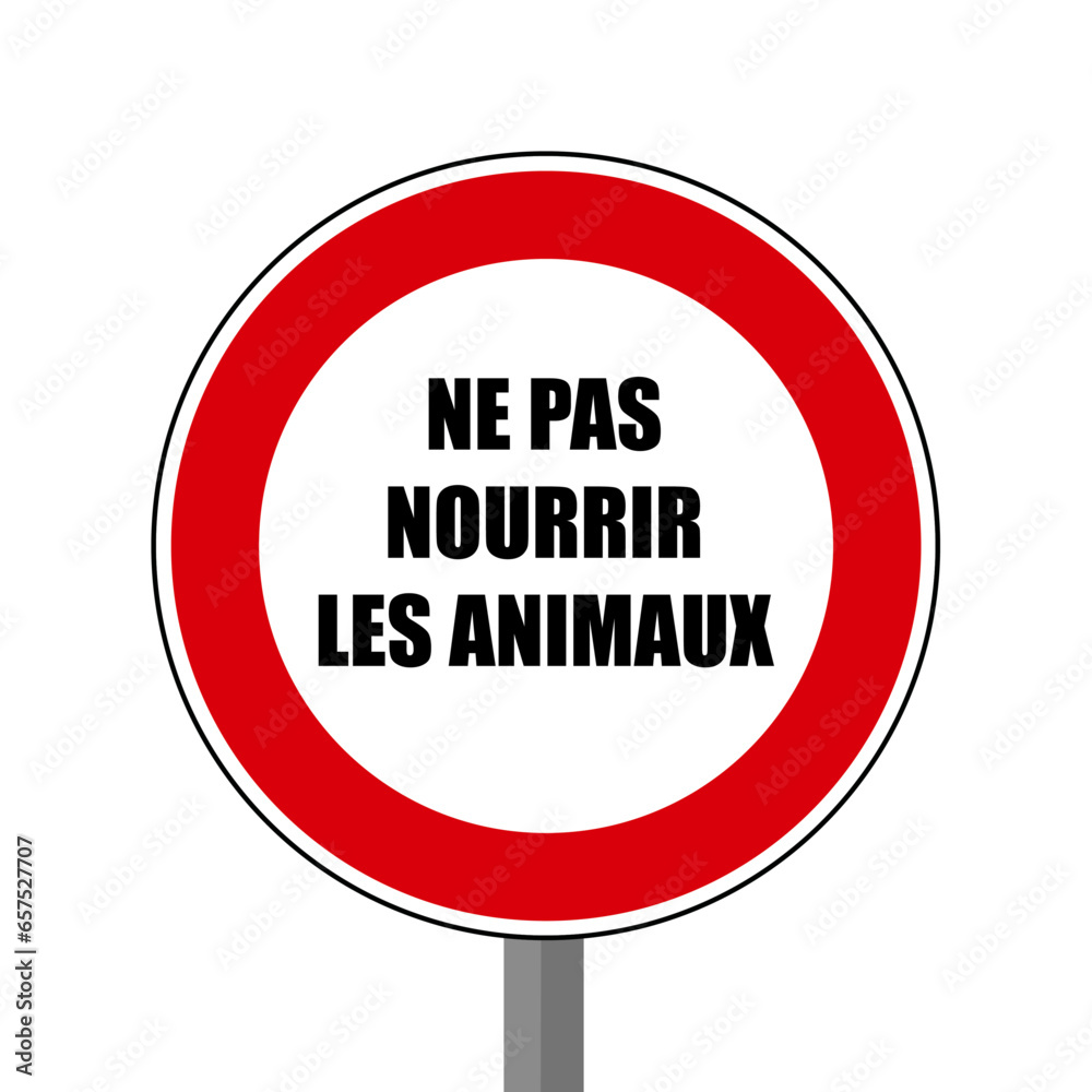 Interdit ne pas nourrir les animaux Panneau rond rouge Stock Vector ...